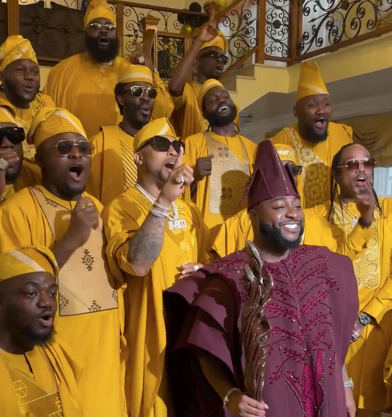 Chivido 2024: Davido posses with his groomsmen ahead of his wedding to ...