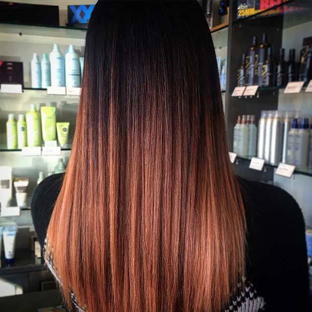 copper ombre highlights
